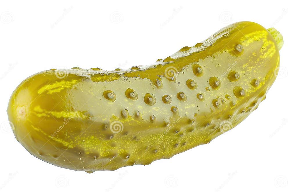 A Close-up of a Single Green Pickle with a Bumpy Texture, Isolated on a ...