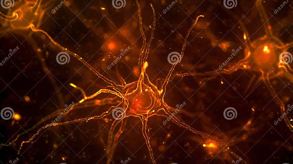 A Close-up of a Single Nerve Cell, or Neuron. it Has a Branching, Tree ...