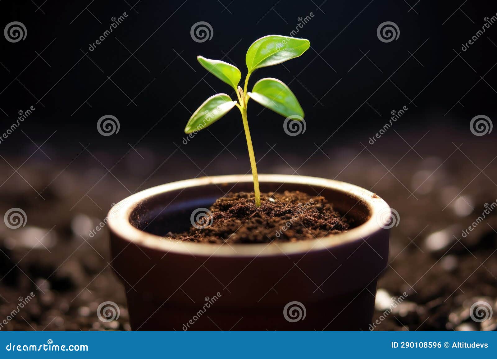 Close-up of a Single Sprouting Seedling in a Tiny Pot Stock Photo ...