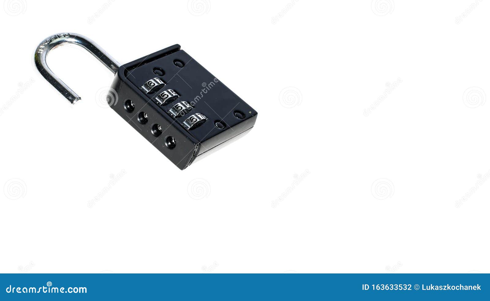 Close Up of Single Stainless Steel Portable Padlock with Code Numbers ...