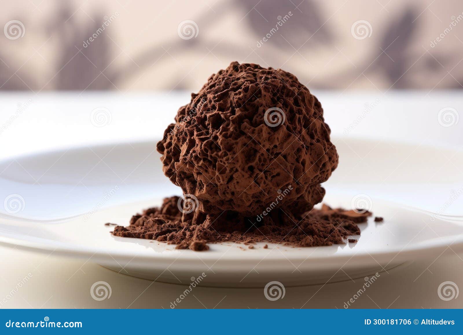 A Close-up of a Single Truffle on a White Porcelain Plate Stock Photo ...