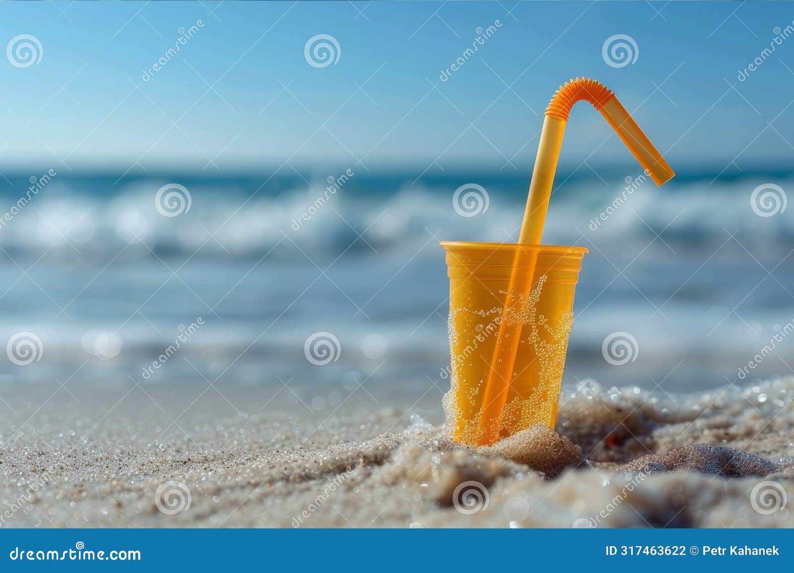 Close-up of a Single-use Plastic Straw on a Beach, Symbolizing ...