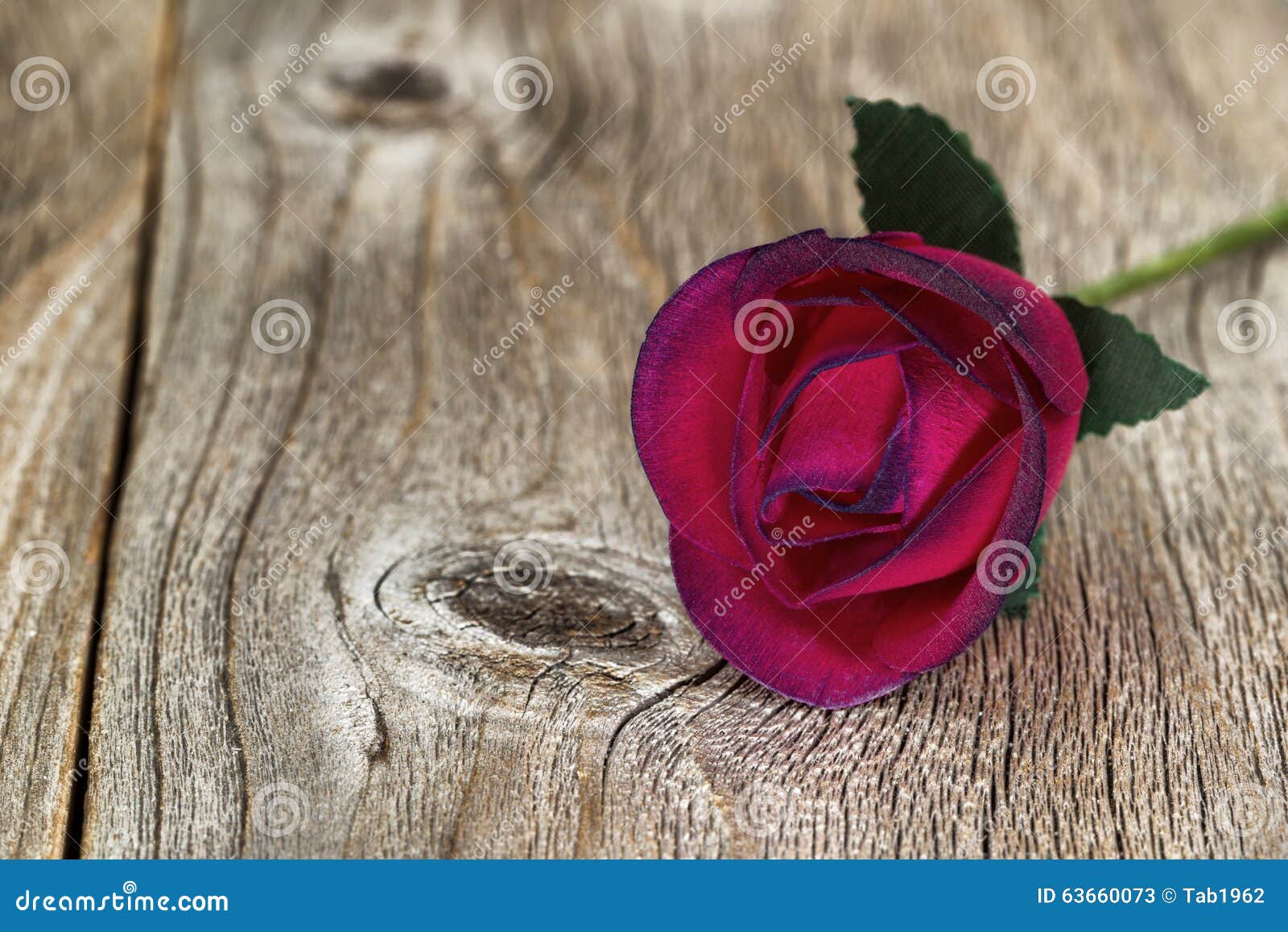 Close Up of Single Wooden Red Rose on Aged Wood Stock Image - Image of ...