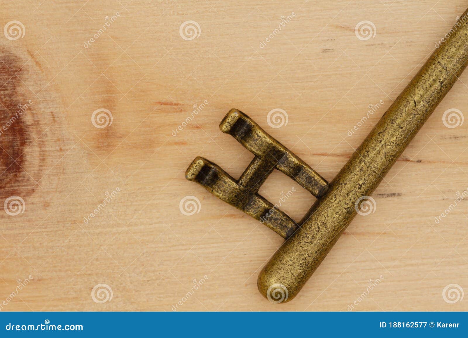 Close Up of Skeleton Key on Wood Background Stock Image - Image of ...