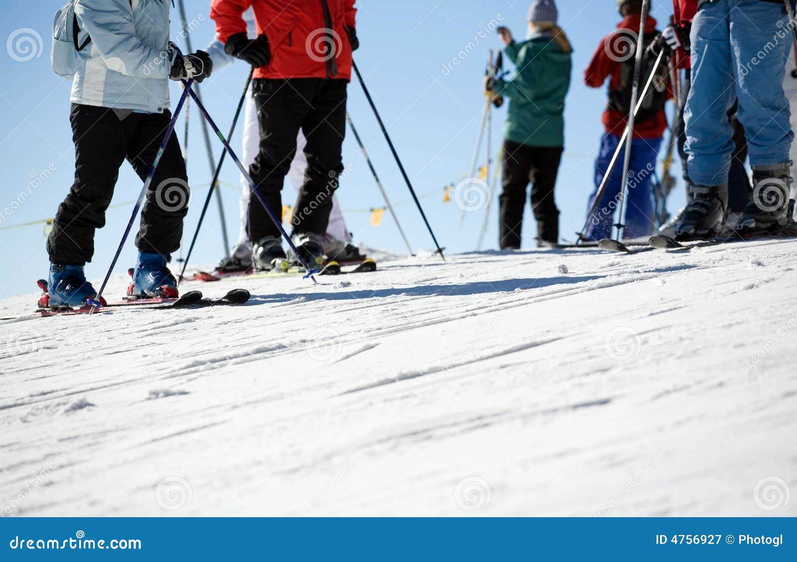 Close Up of Skiers on Piste Stock Image - Image of lifestyle, slope ...