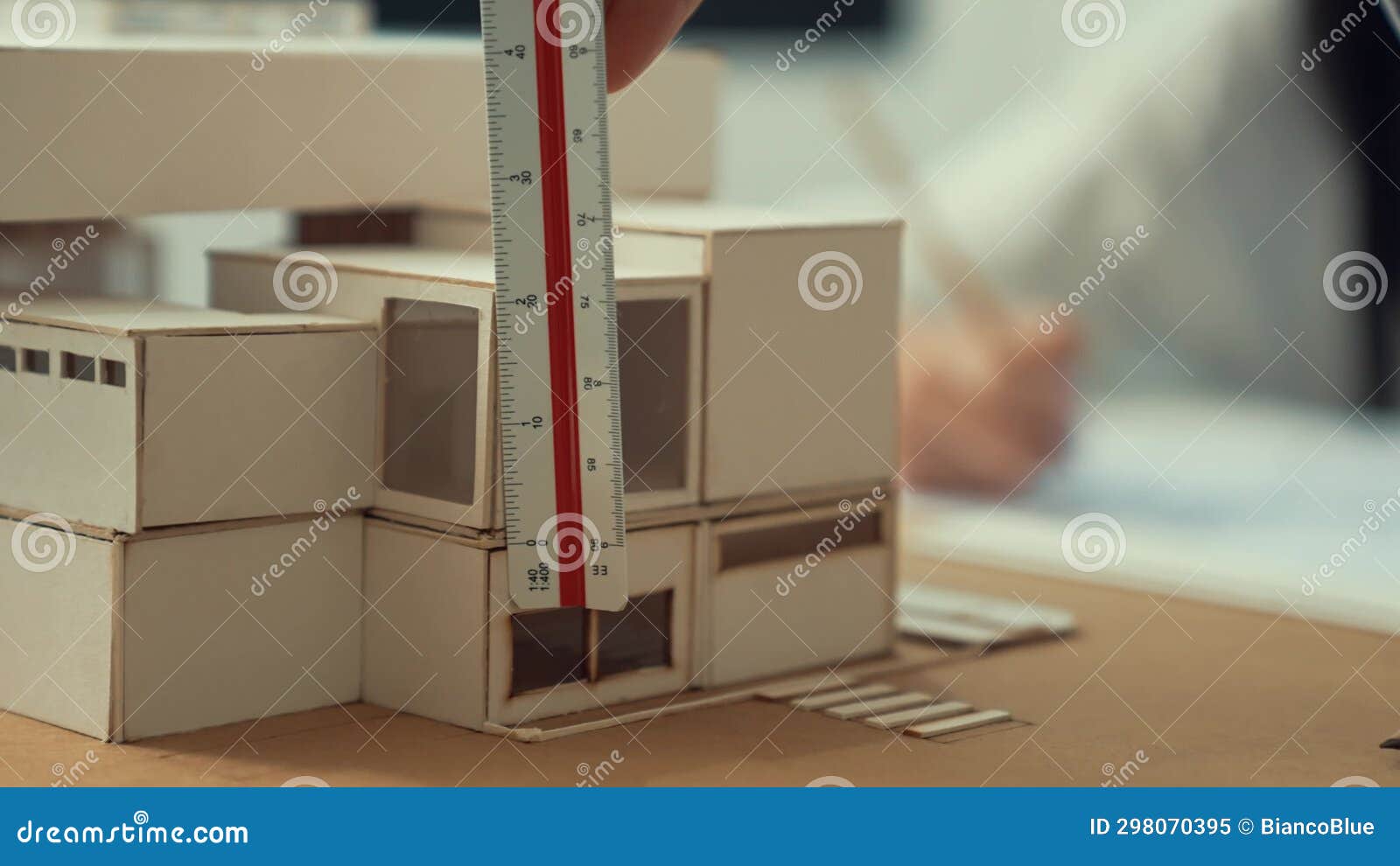 Skilled Professional Engineer Hand Using Ruler Measure House Model ...
