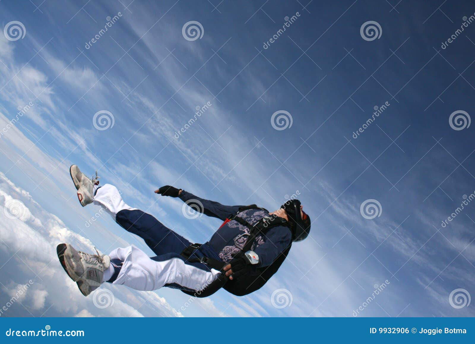 Close-up of Skydiver on His Back in Freefall Stock Photo - Image of ...