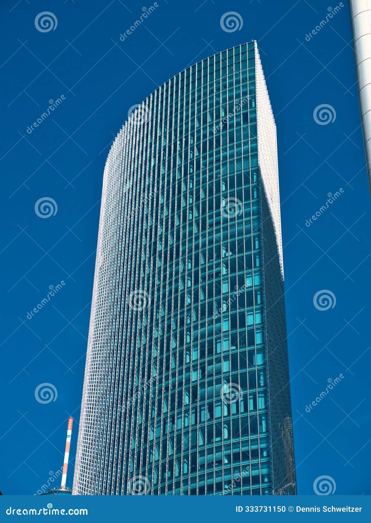 Close-up of a Skyscraper, with Semi-circular Facade and Large Window ...