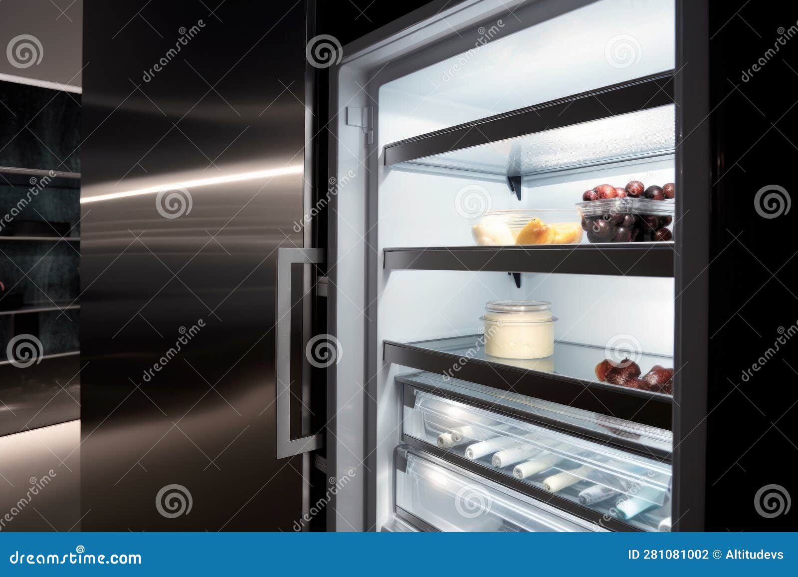 Close-up of the Sleek Exterior of a Walk-in Refrigerator, with a View ...