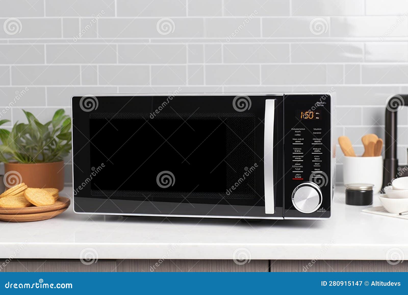 Close-up of a Sleek and Modern Microwave, with the Timer Counting Down ...