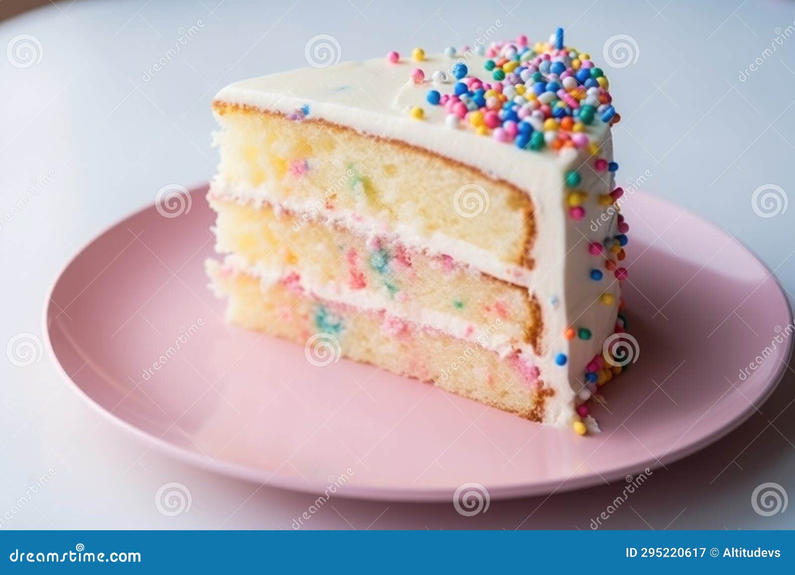 Close-up of a Slice of Birthday Cake on a Plate Stock Image - Image of ...