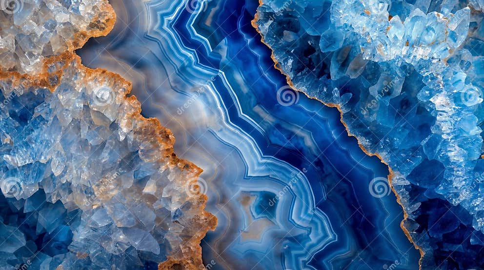 Close-up of a Slice of Blue Agate Gemstone, Displaying Its Layers and ...