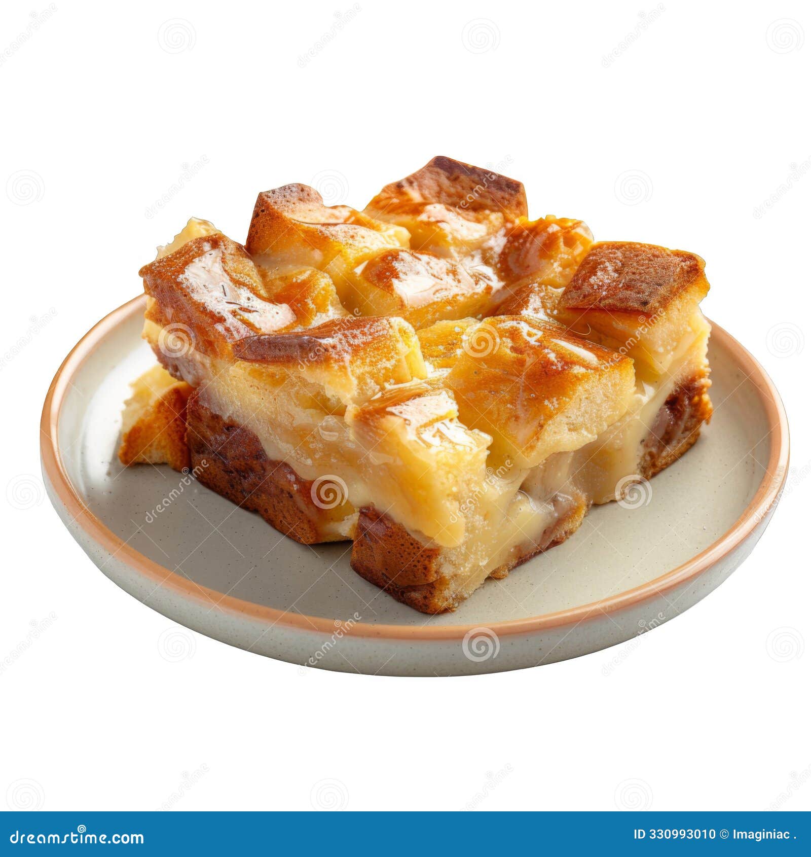 Close-up Of A Slice Of Bread Pudding With Caramel Sauce Royalty-Free ...