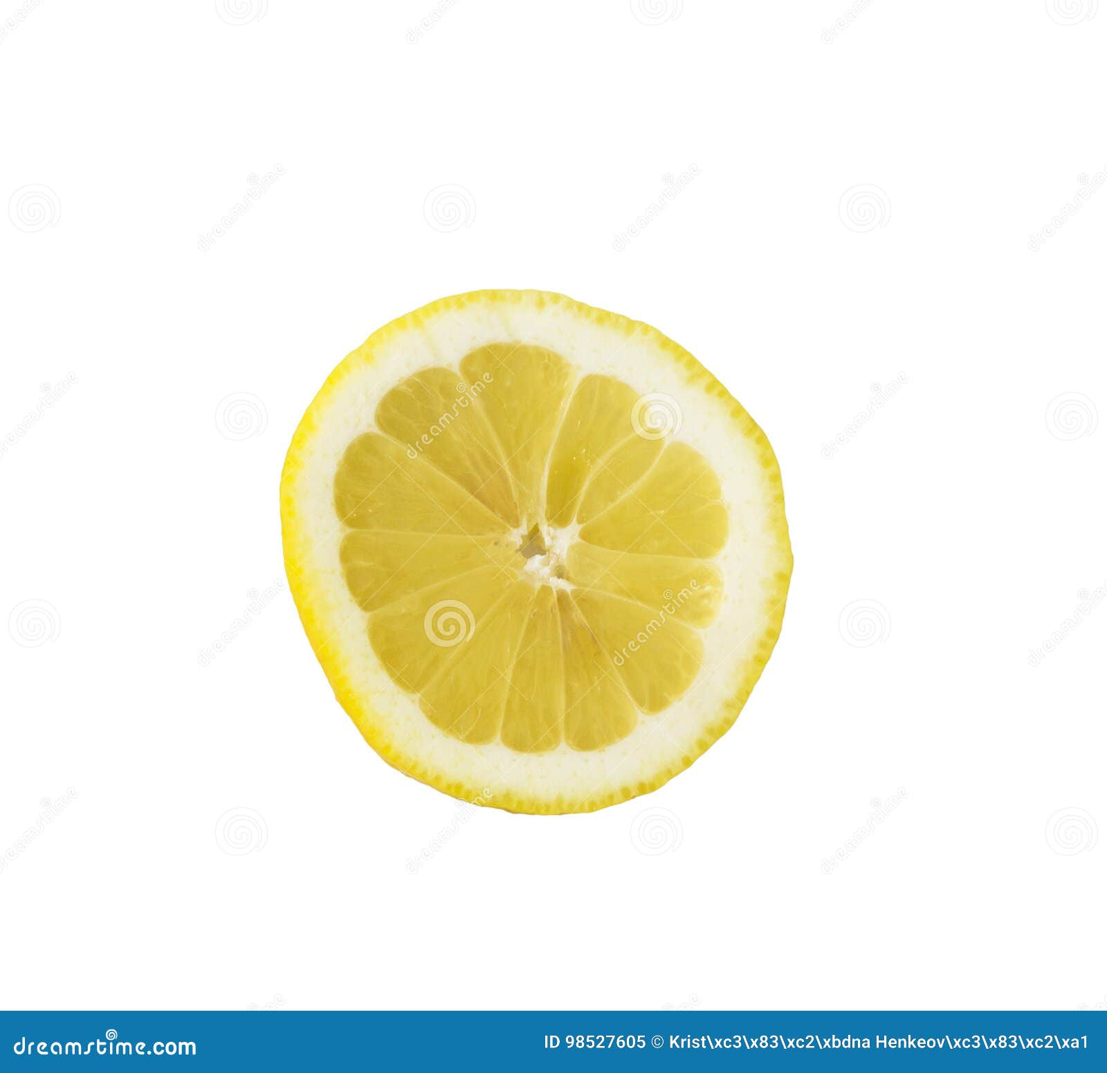 Close Up Slice of Lemon Top View Isolated on White Stock Image - Image ...
