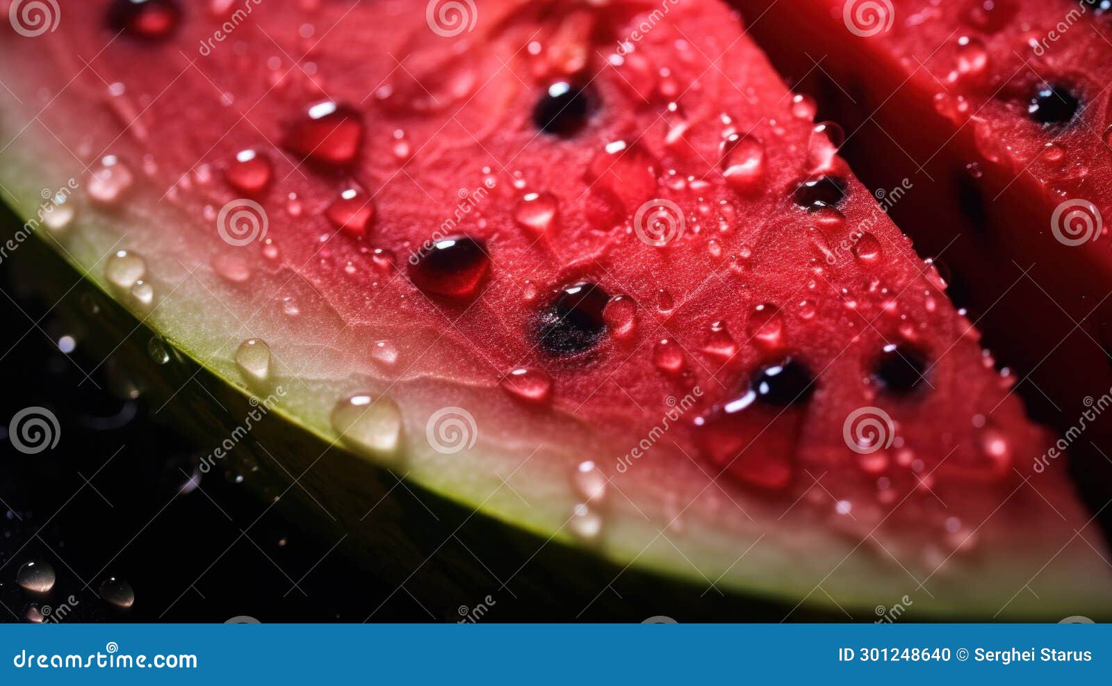 A Close Up of a Slice of Watermelon with Drops on it, AI Stock ...
