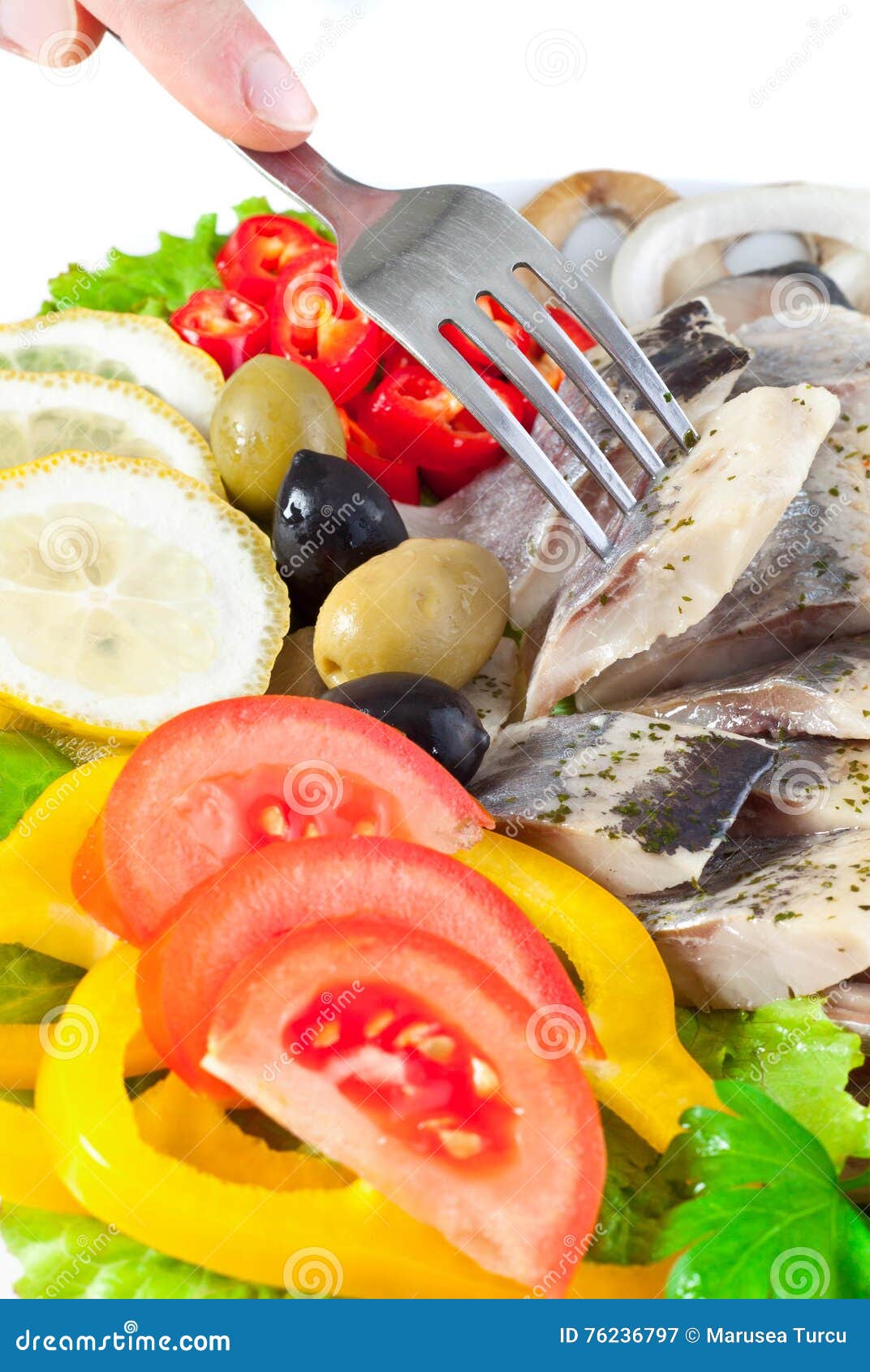 Close up sliced fish stock image. Image of green, delicious - 76236797