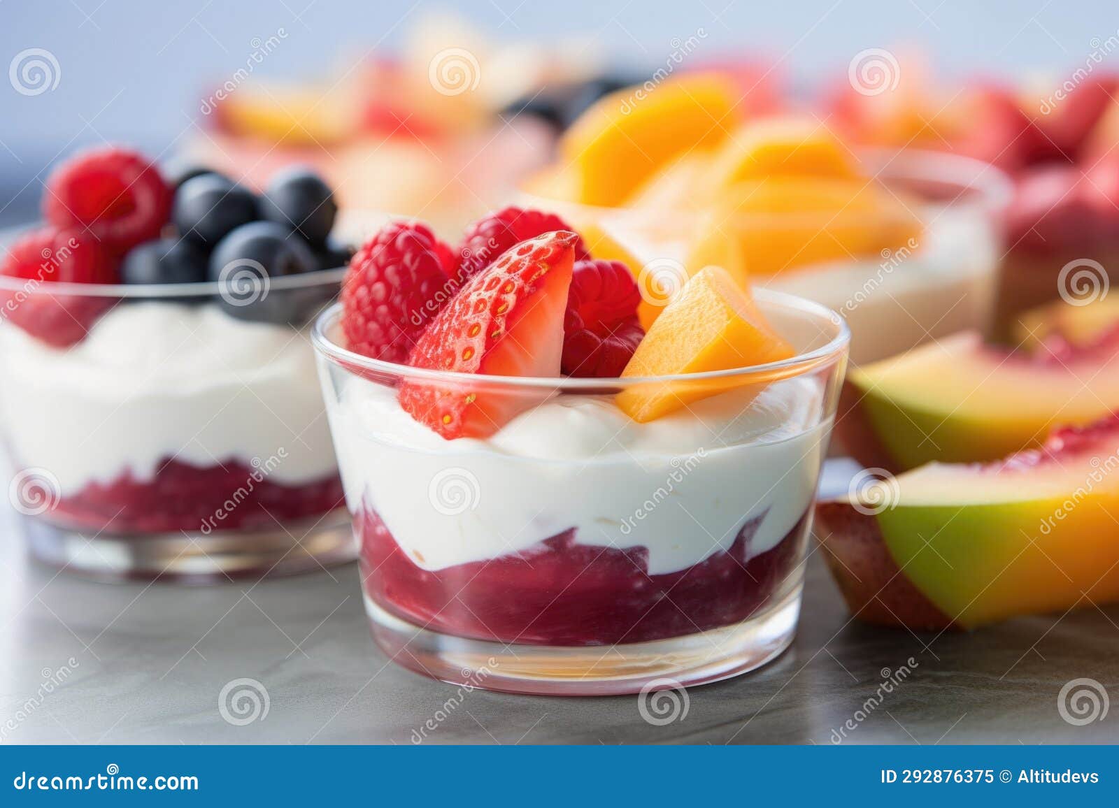 Close Up of Sliced Fruit on Top of Yogurt Stock Image - Image of ...