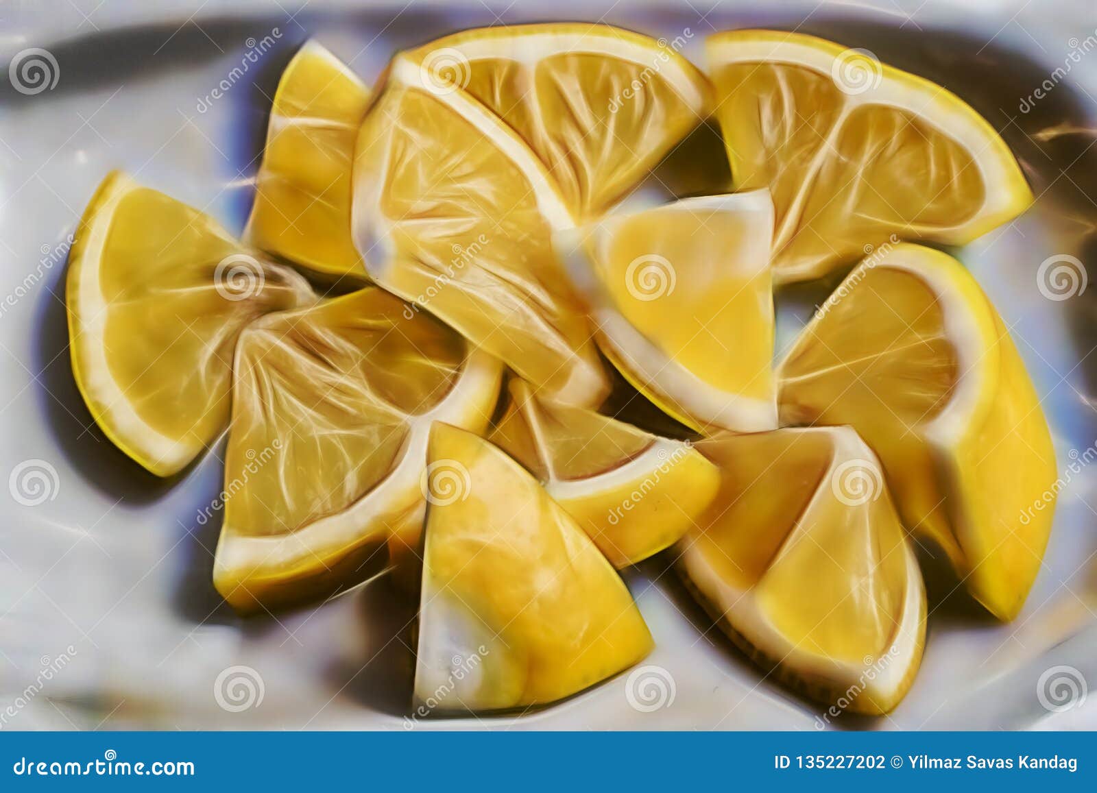 Sliced lemons in the plate stock photo. Image of diet - 135227202