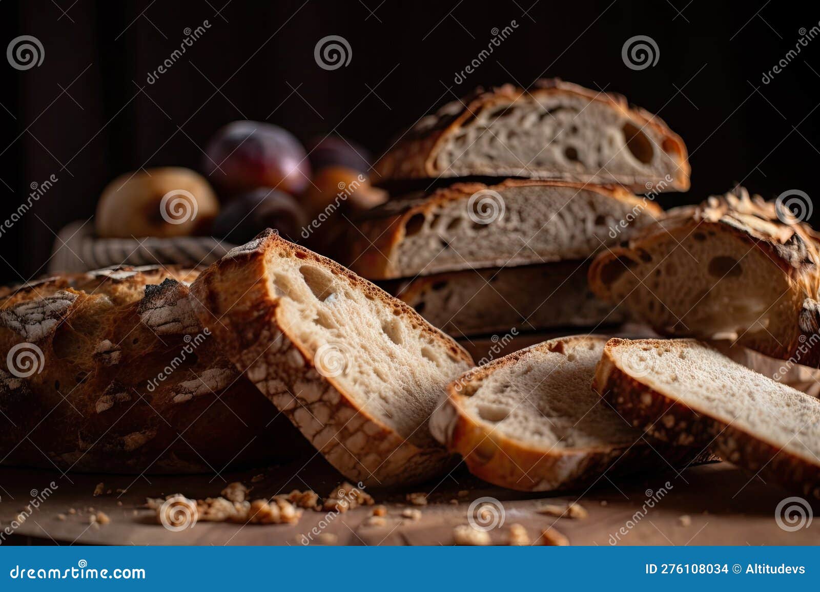 Close-up of Slices of Artisan Breads, with Crumb and Crust in Focus ...