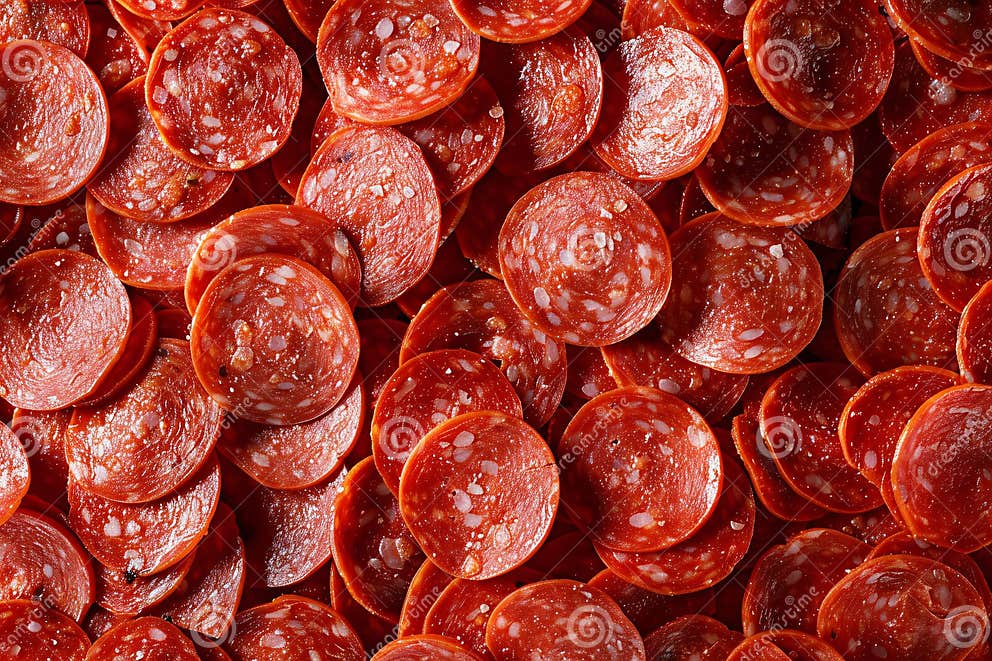 Close Up of Slices of Pepperoni Stock Illustration - Illustration of ...