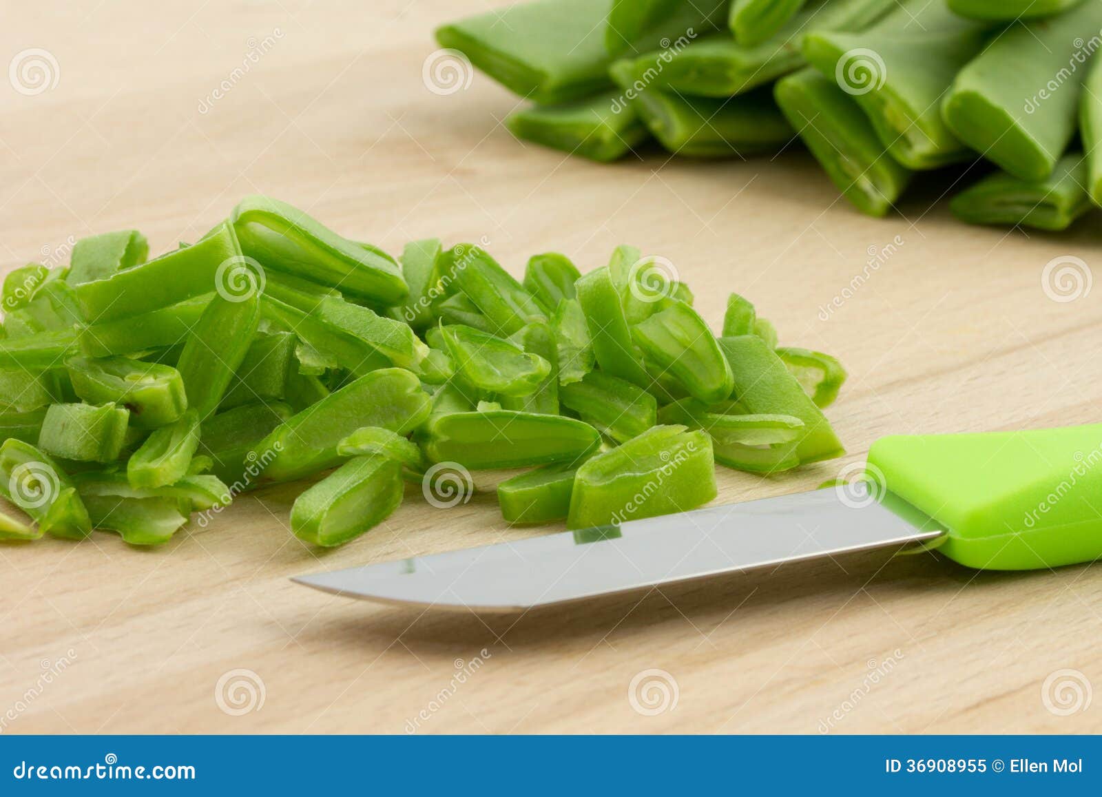 Close Up of Slicing Running Beans Stock Image - Image of french, sliced ...