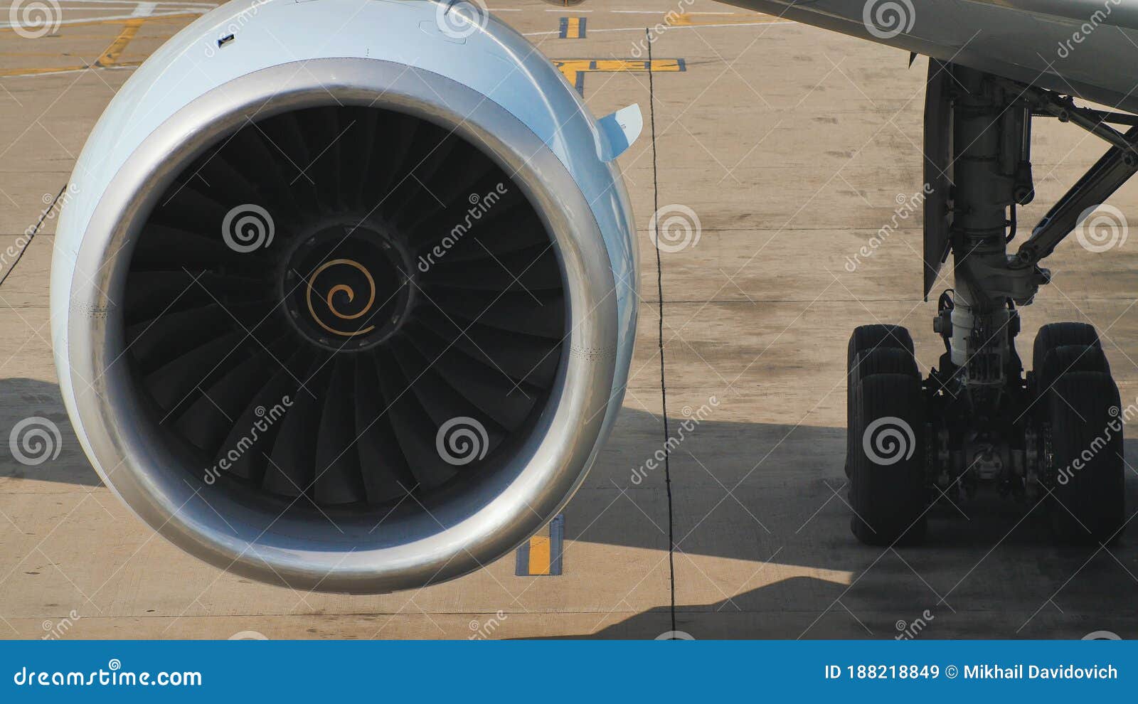 Close-up of a Slow-moving Aircraft Engine in the Parking Lot. Stock ...