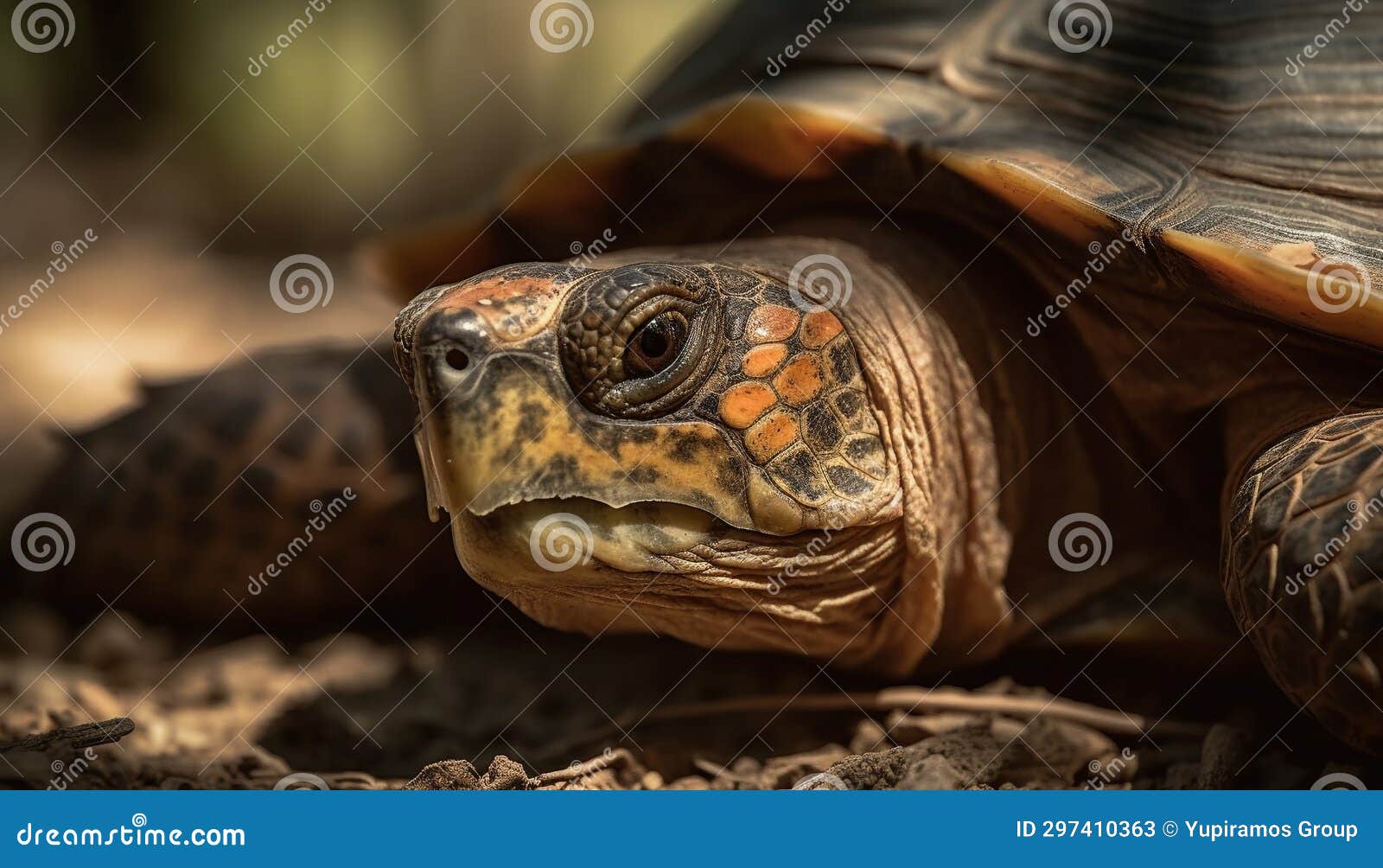 Close Up of a Slow Turtle, Its Shell a Beautiful Pattern Generated by ...