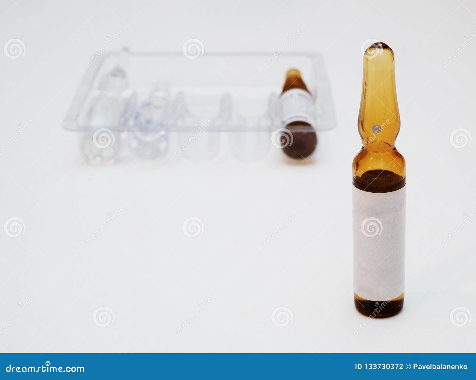 Close-up of Small Ampoule with Empty Label Stock Photo - Image of dose ...