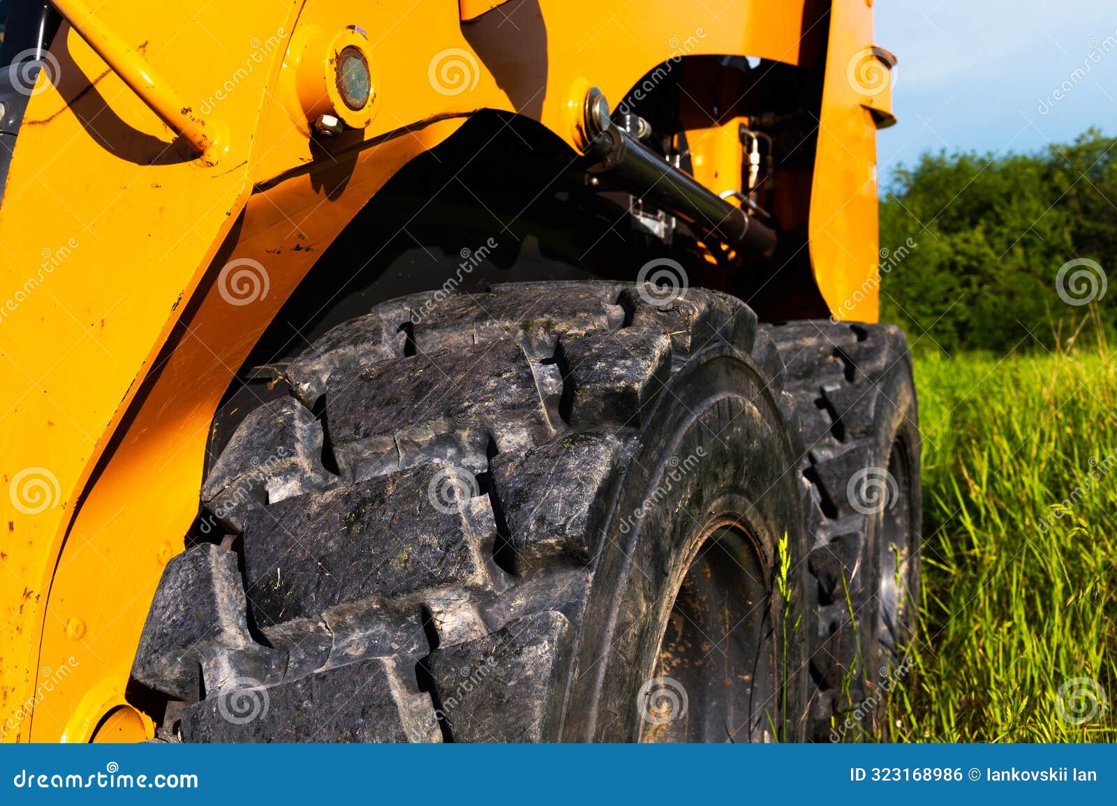 Wheel In Deep Rut Goes Through Mud And Leaves Trail. Stock Photo ...