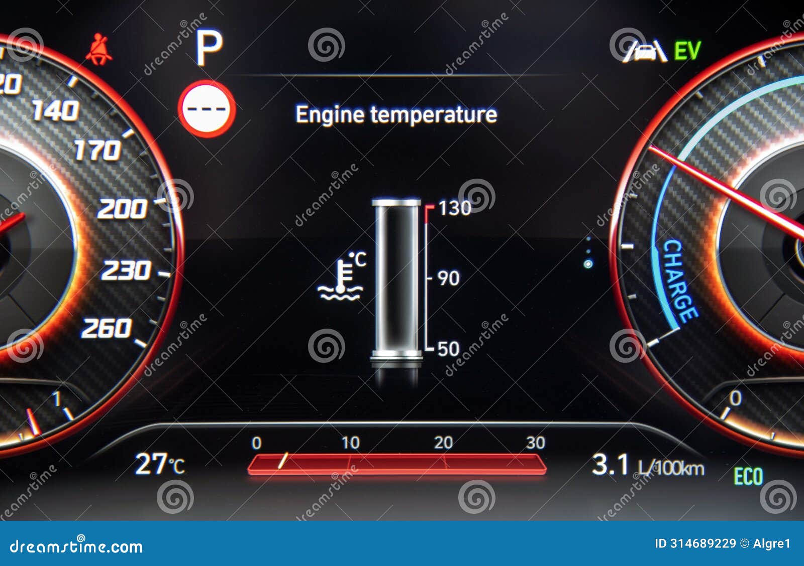 Digital Instrument for Displaying Car Engine Temperature Stock Image ...