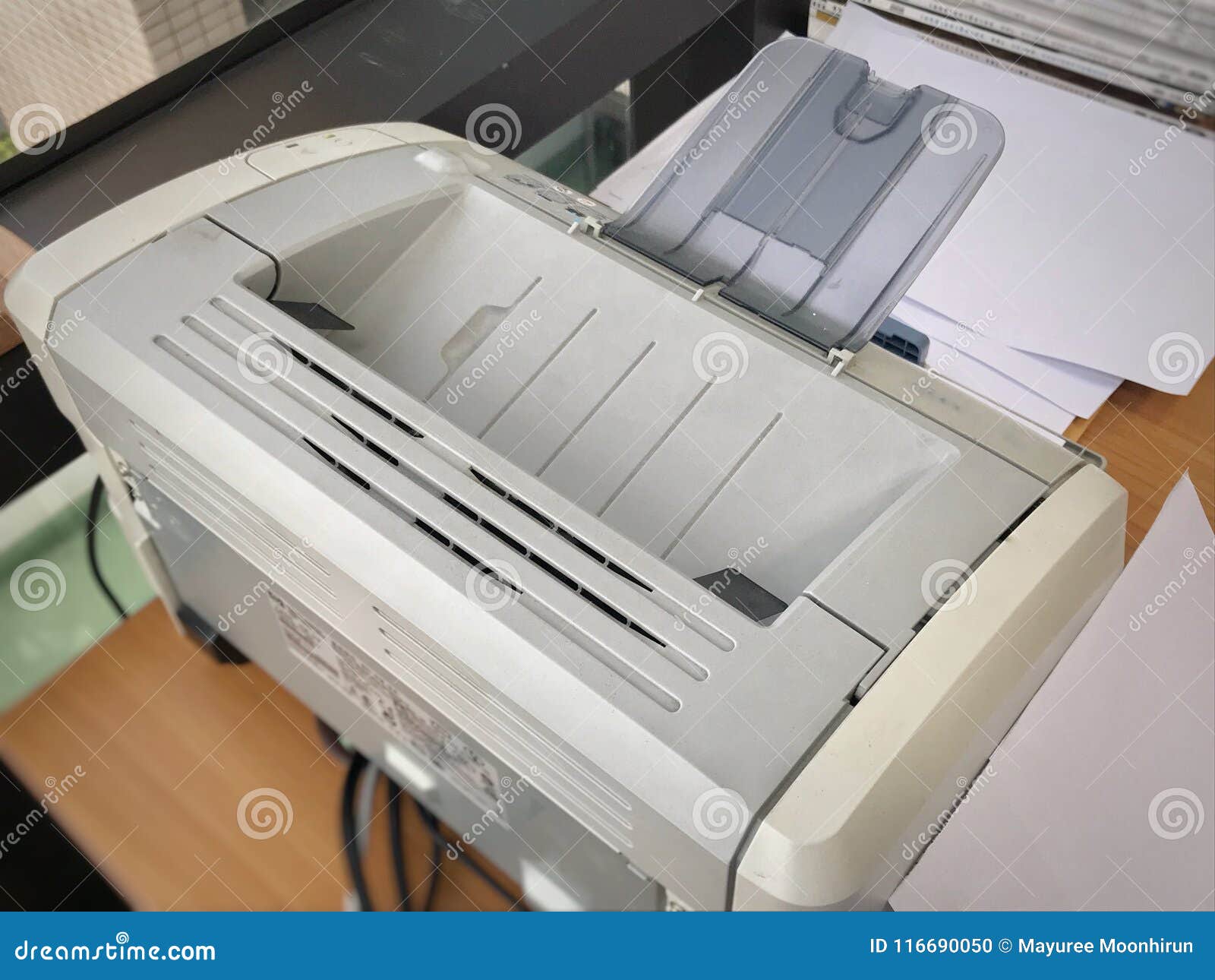Small Desktop Inkjet Printer on Desk for Printing Documents Stock Photo ...