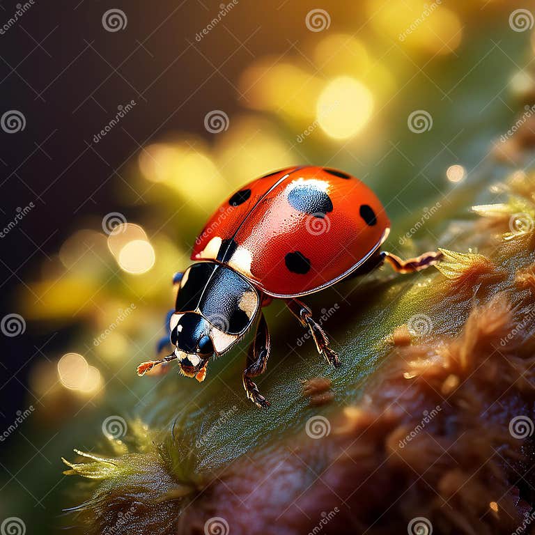 Close Up of a Small Ladybug Stock Photo - Image of color, flower: 355404024
