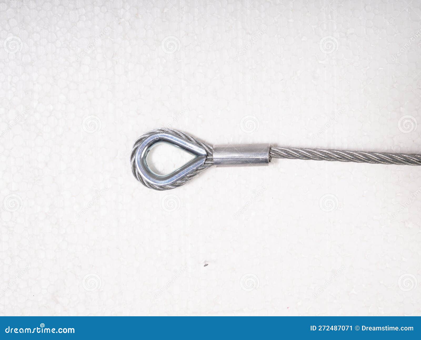 Close-up of Small Metal Loop with Steel Wire on White Background. Stock ...