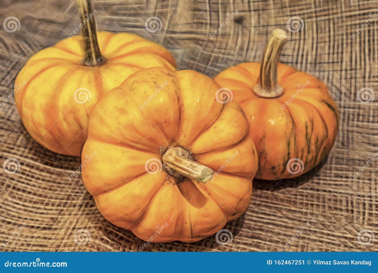 Small Pumpkins on Wicker Fabric Stock Image - Image of character, face ...