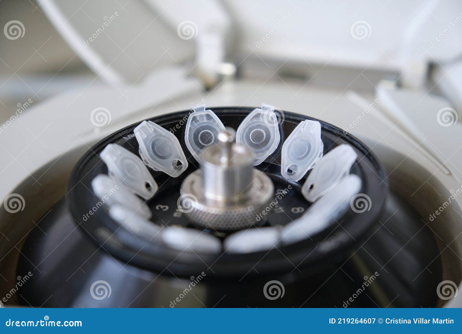 Close Up of Small Tubes Eppendorfs on a Mini Centrifuge in a Laboratory ...