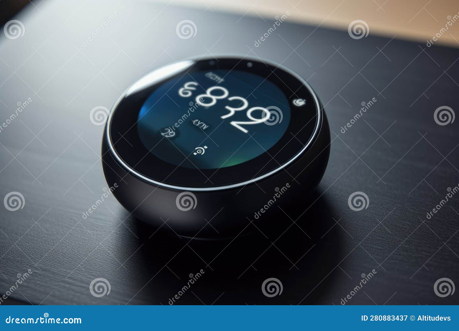 Close-up of Smart Thermostat, with Settings and Temperature Visible ...