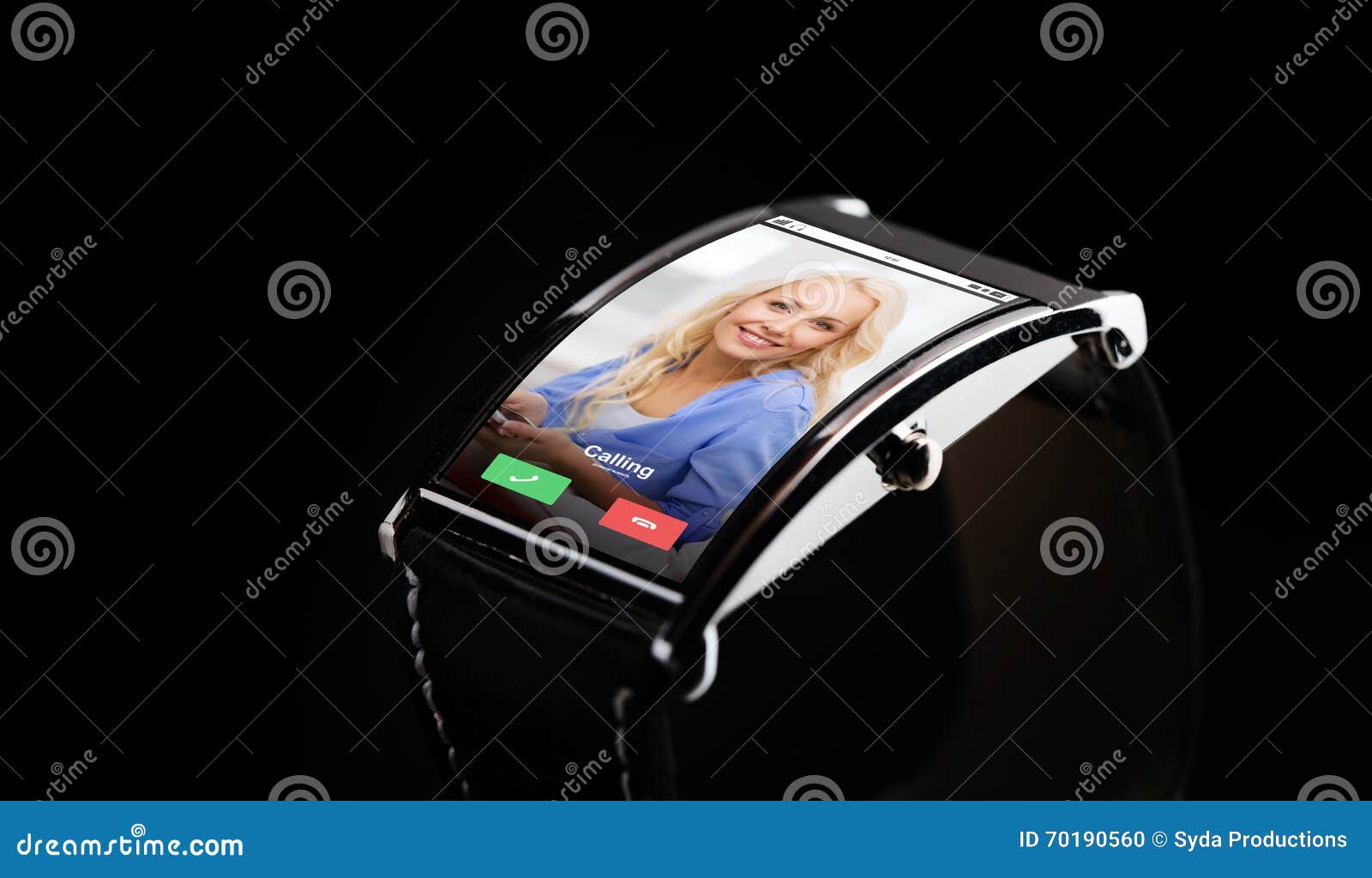 Close Up of Smart Watch with Incoming Call Stock Photo - Image of ...