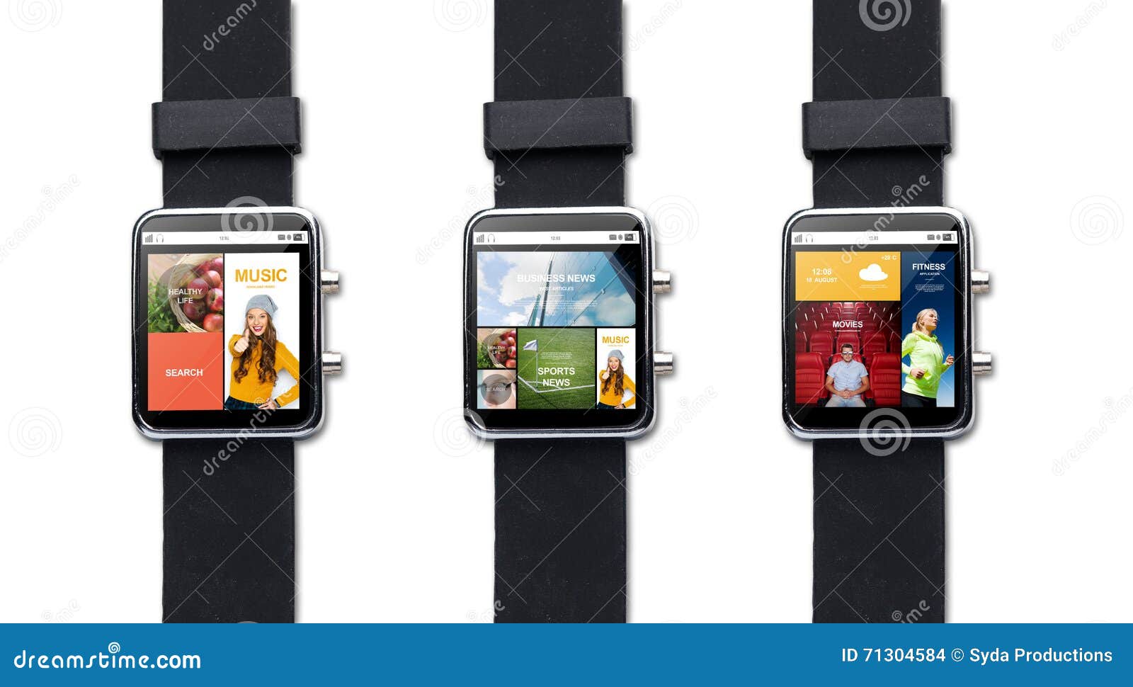 Close Up of Smart Watch with Internet Applications Stock Photo - Image ...