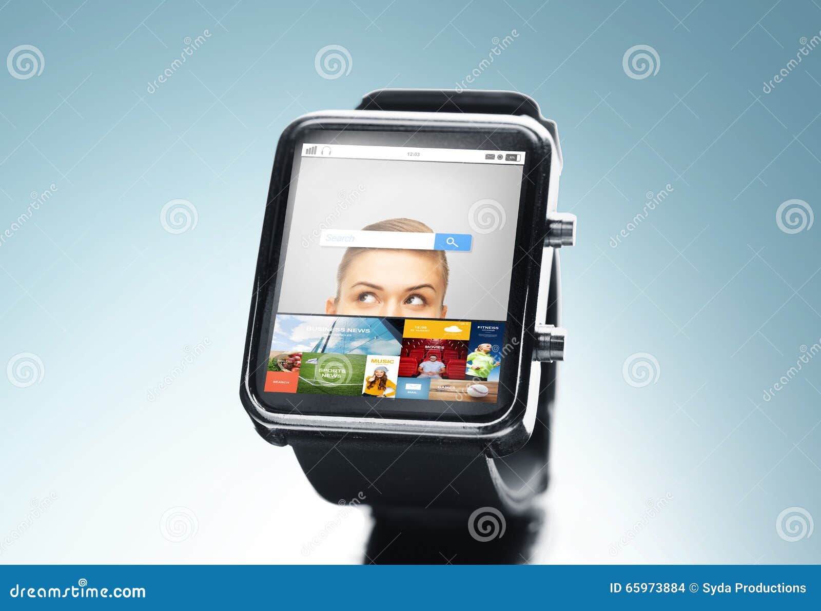 Close Up of Smart Watch with Internet Search Bar Stock Photo - Image of ...
