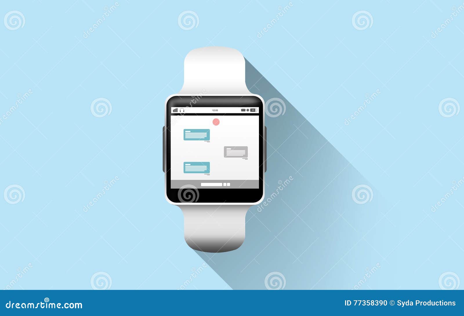 Close Up of Smart Watch with Messenger Application Stock Illustration ...