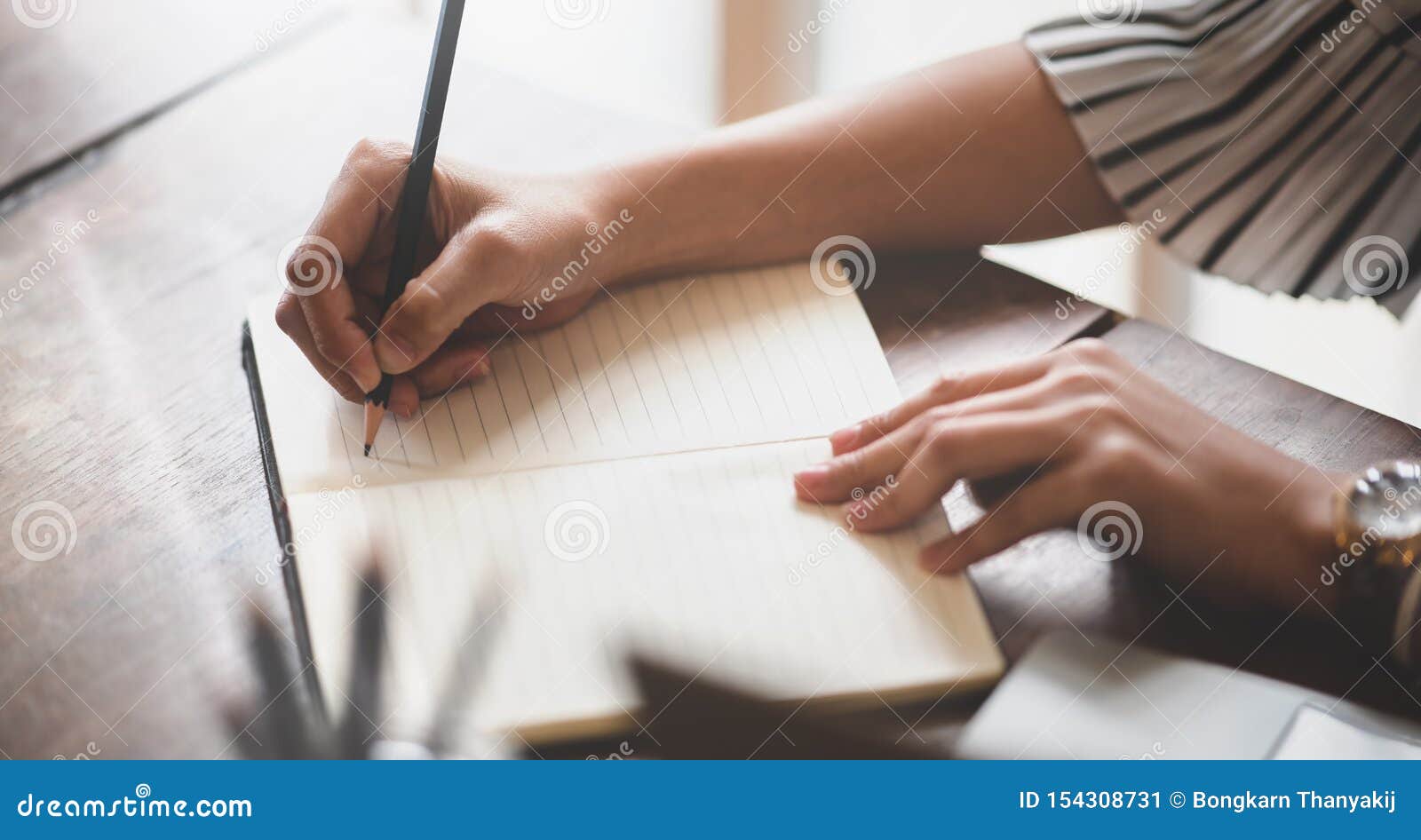 Close-up of Smart Young Female Hand`s Writing Stock Image - Image of ...