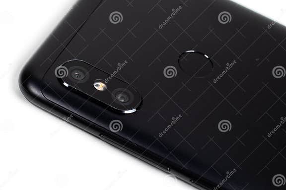 Close Up of Smartphone Camera and Flash on White Background Stock Photo ...