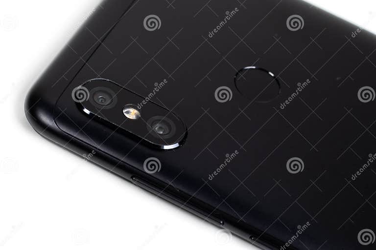 Close Up of Smartphone Camera and Flash on White Background Stock Photo ...