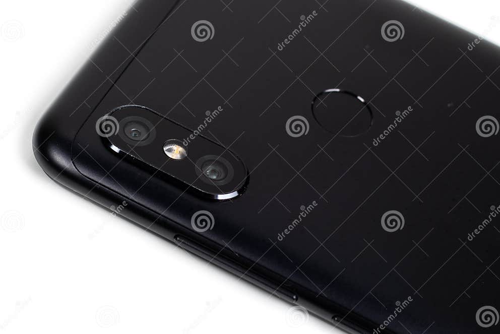 Close Up of Smartphone Camera and Flash on White Background Stock Photo ...