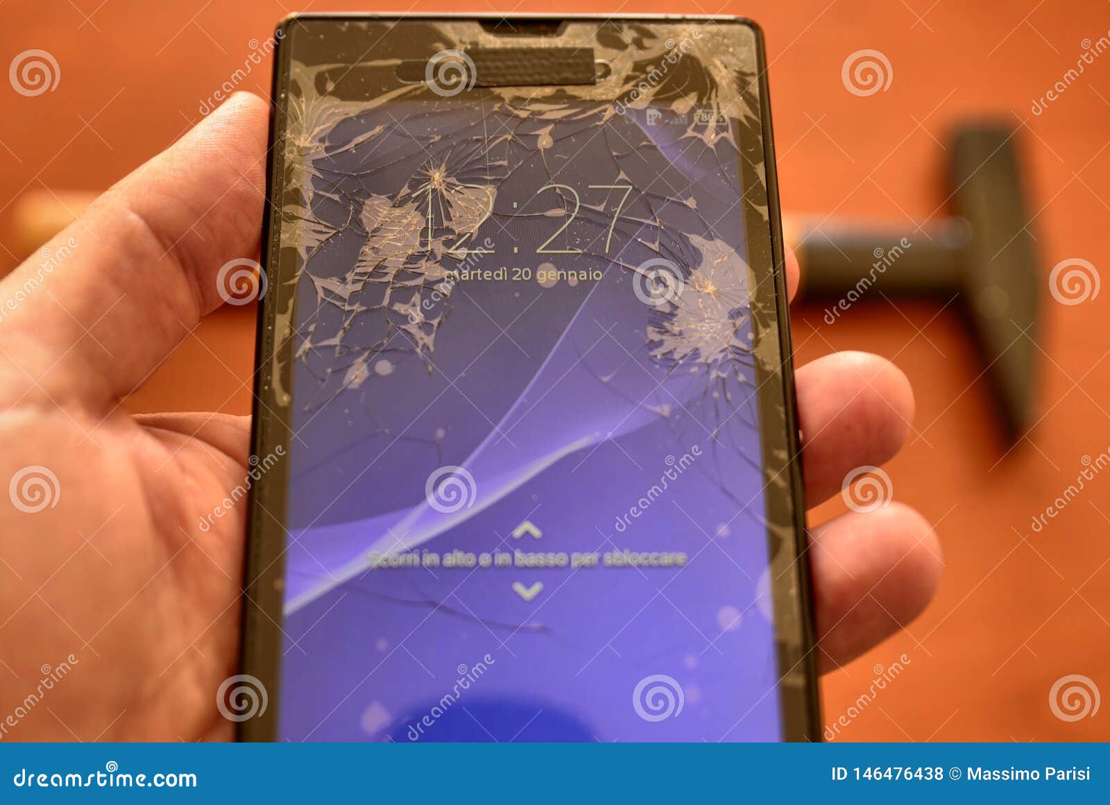 Close Up on a Smartphone Screen with a Broken Screen Editorial Stock ...