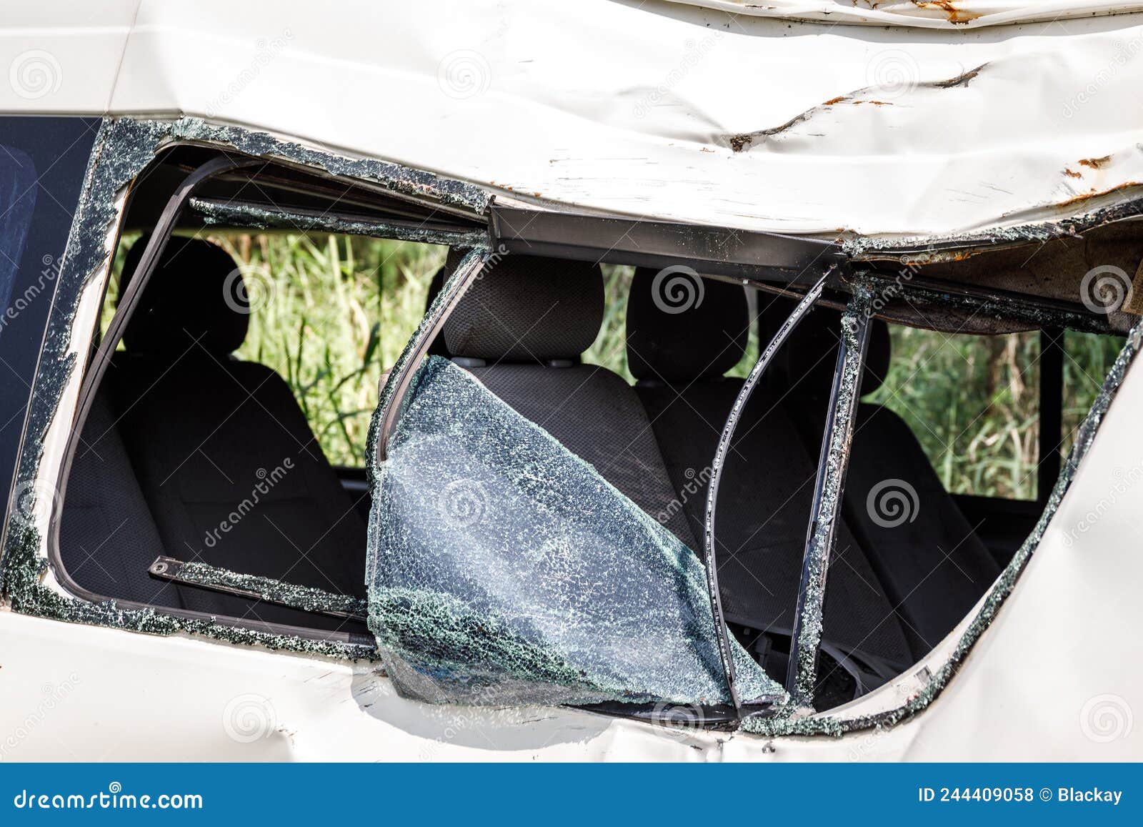 Close Up of Smashed Minivan after Serious Car Accident Stock Photo ...