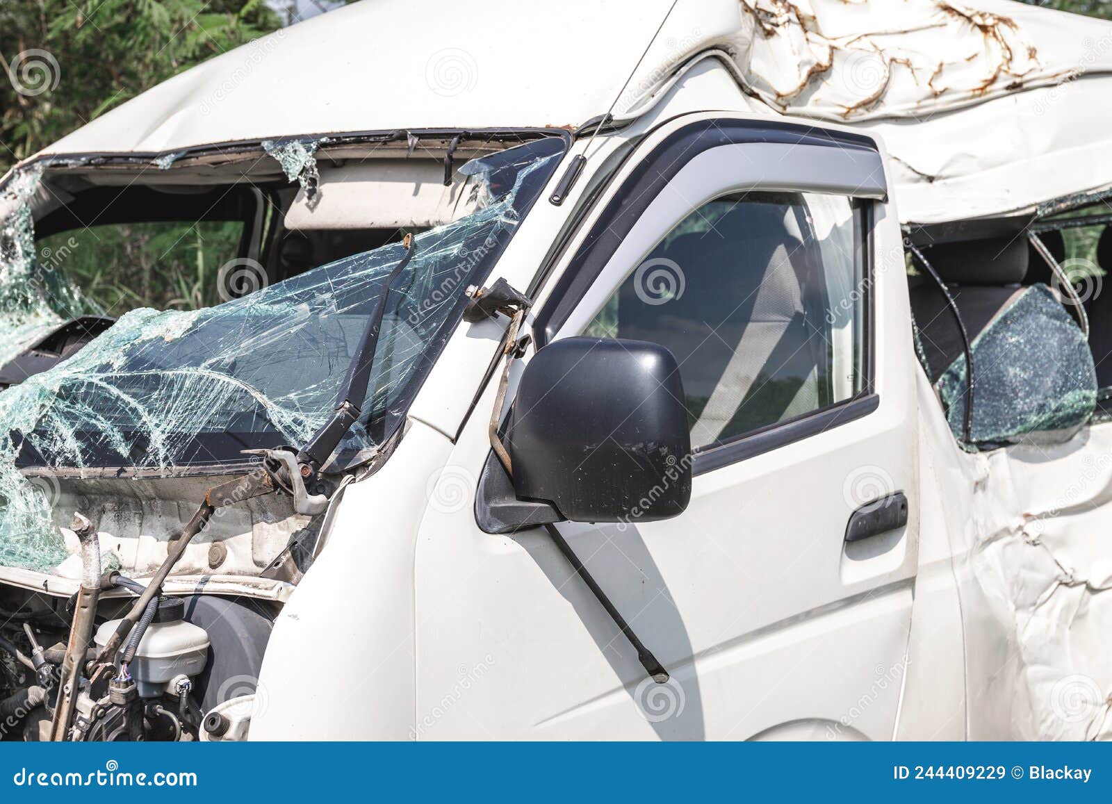 Close Up of Smashed Minivan after Serious Car Accident Stock Image ...