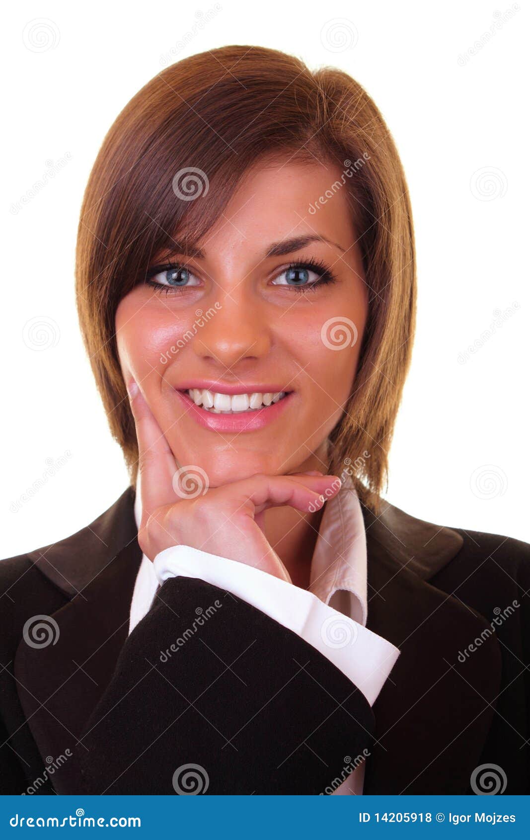 Close-up of a Smiling Businesswoman Stock Photo - Image of hand, happy ...