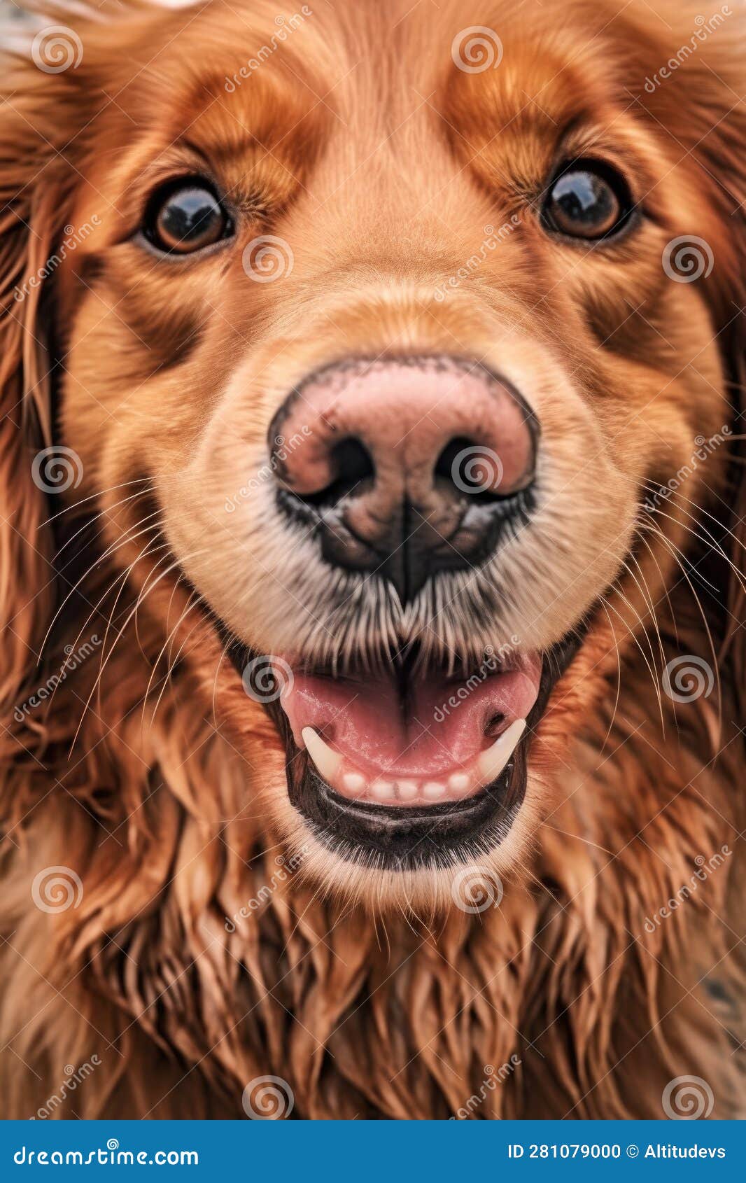 Close-up of a Smiling Dogs Face and Eyes Stock Illustration ...