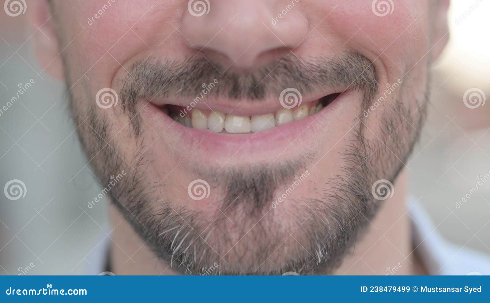 Close Up Smiling Lips of Man Stock Image - Image of street, moving ...